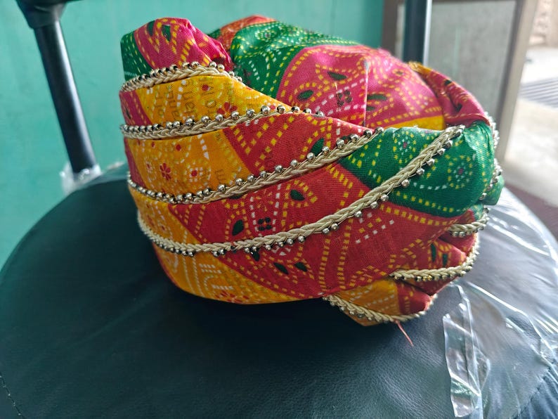 Handmade Rajasthani Multi -color Printed Cotton Turban: Men's Wedding ...