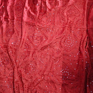Red Cotton Bedspread: Hand Embroidered Floral Mirror Work Bedding ...