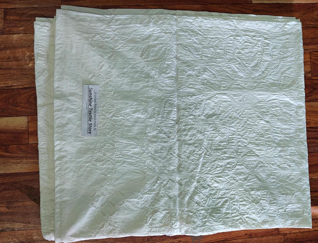 Handmade Floral Applique Cotton Tan-work Bedspread: Indian Kantha Throw ...