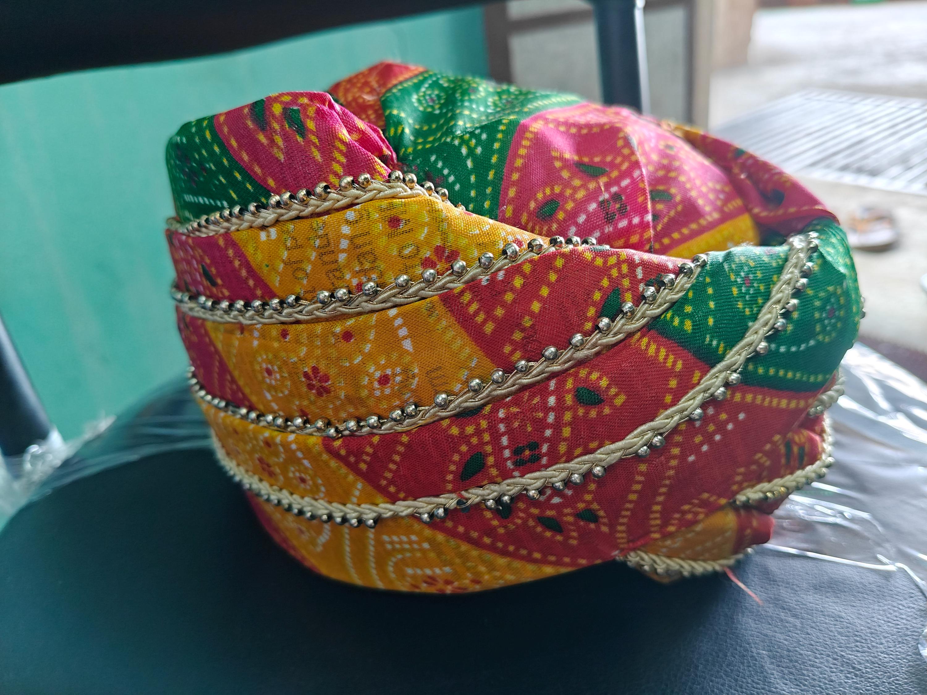 Handmade Rajasthani Multi -color Printed Cotton Turban: Men's Wedding ...