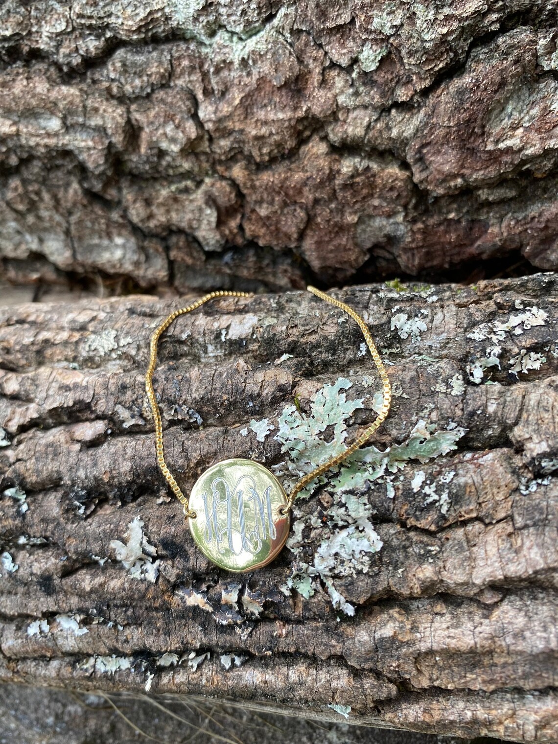 Sterling Silver Engraved Monogram Circle Disk Bracelet - Etsy