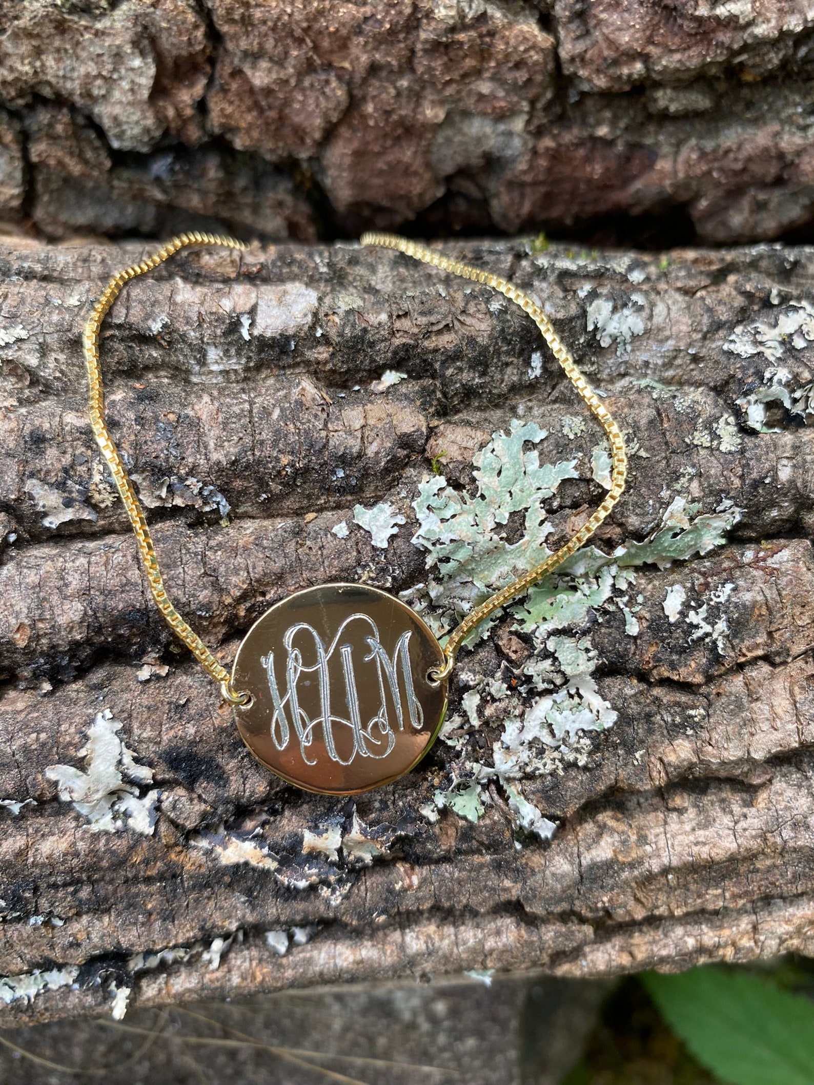 Sterling Silver Engraved Monogram Circle Disk Bracelet - Etsy