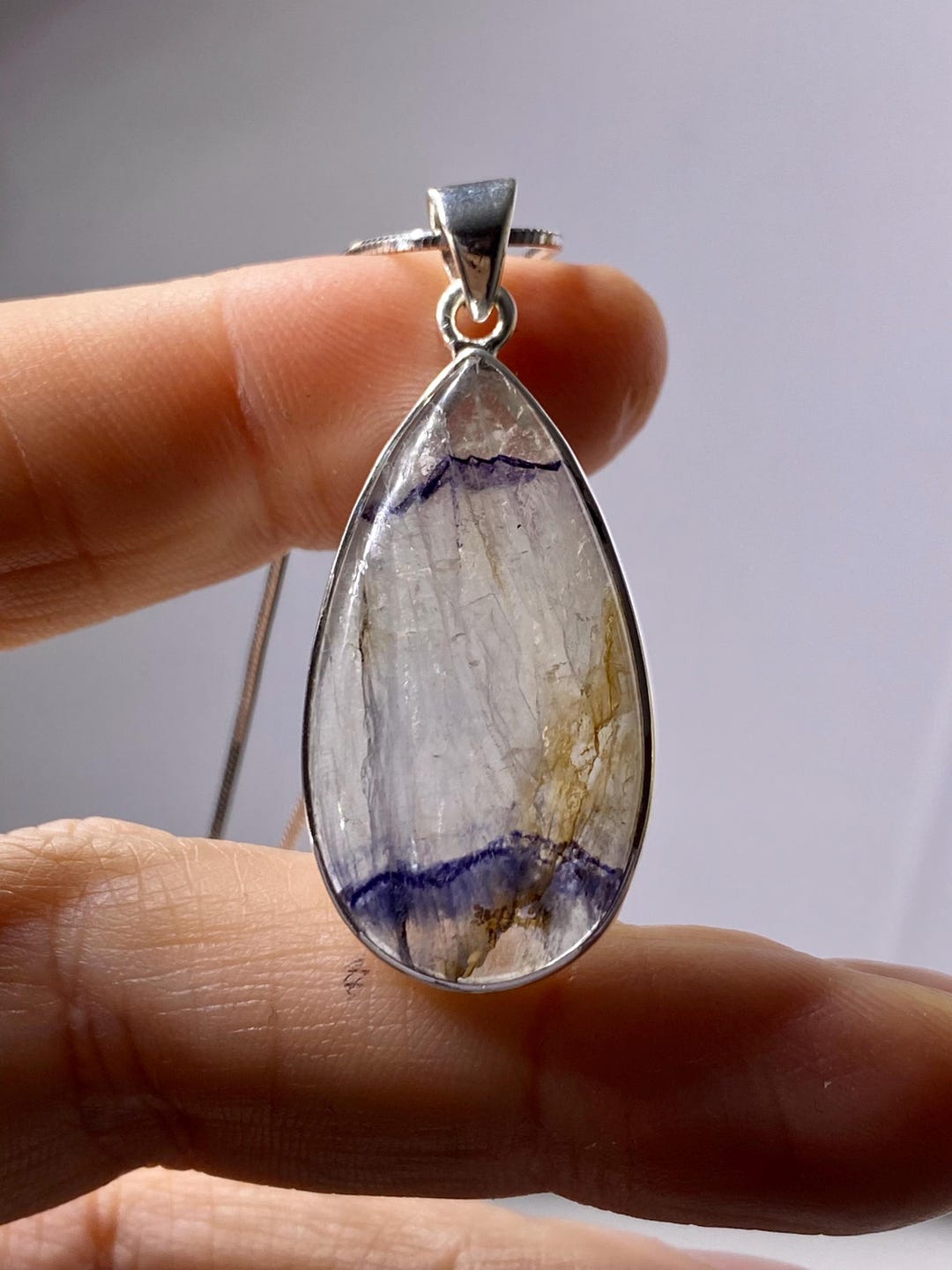 Blue John Silver Pendant - Extremely Rare - Etsy