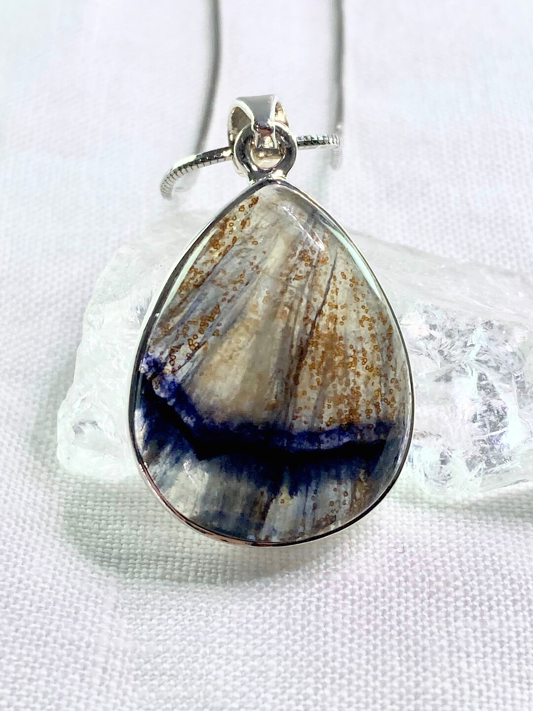A Rare Blue John and Silver Pendant. - Etsy