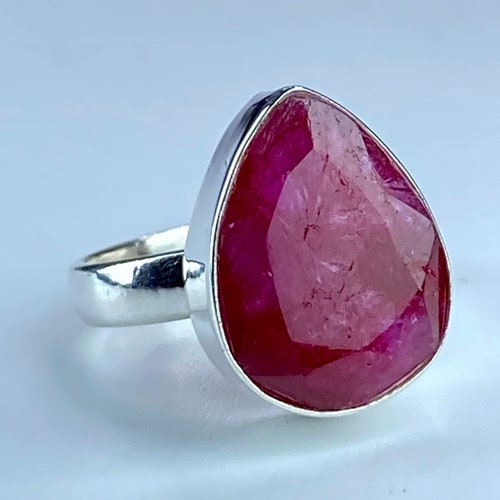 Ruby 925 Sterling Silver Cut Red Ruby Ring Handmade Jewelry - Etsy