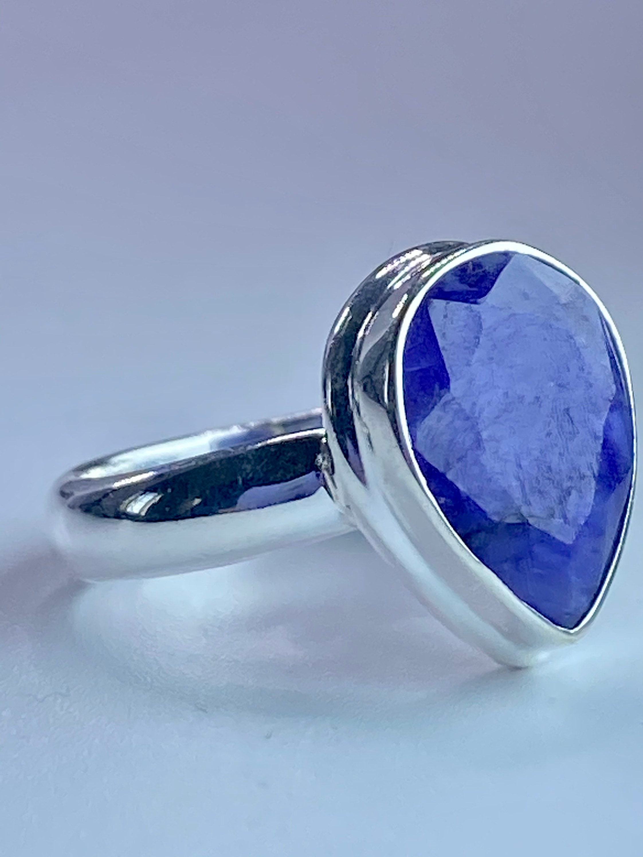 Sterling Silver Faceted Sapphire Ring | Etsy