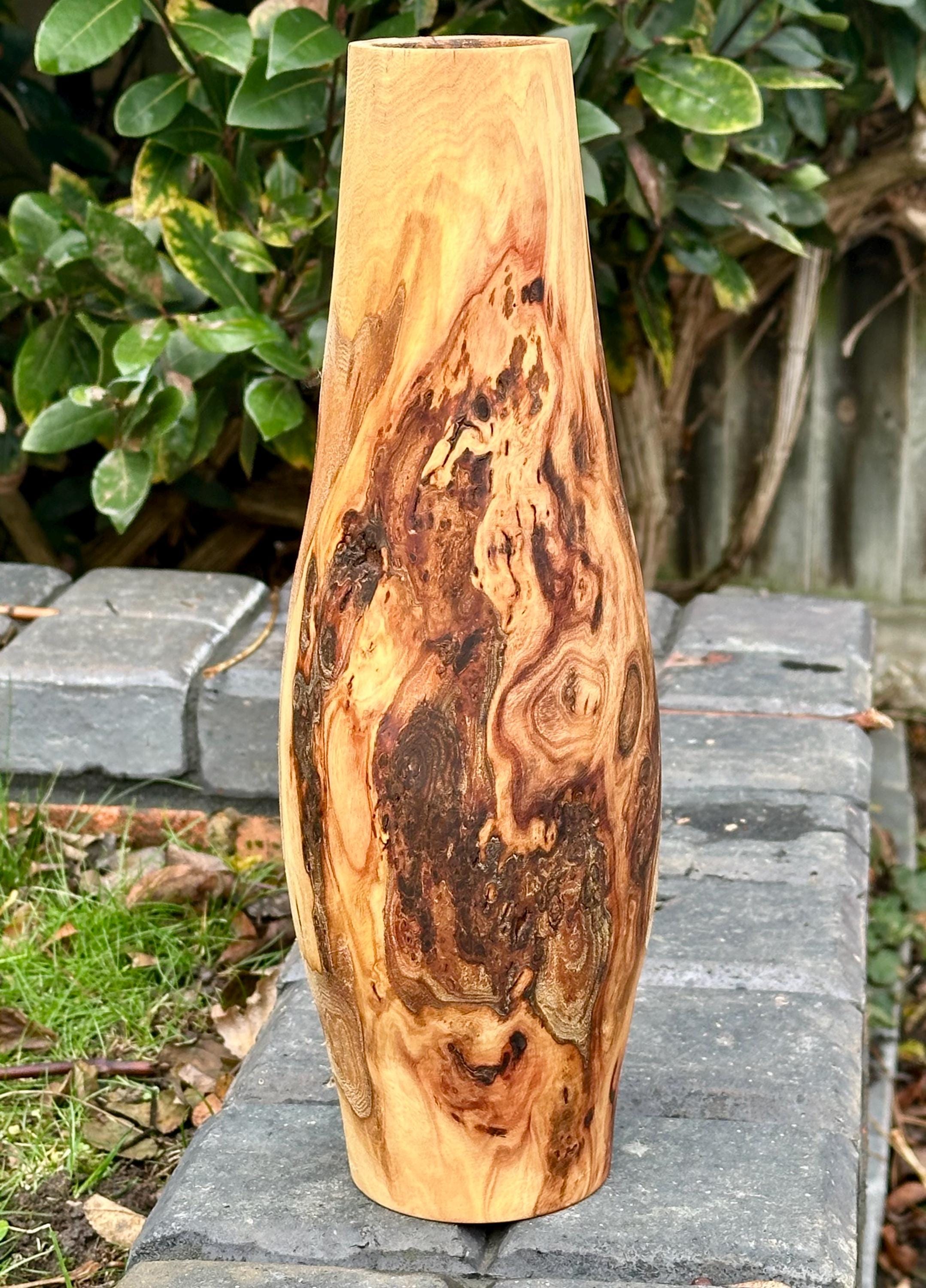 Tall Hand-turned Burr Elm Wooden Vase – 5th Anniversary (wood) Gift ...