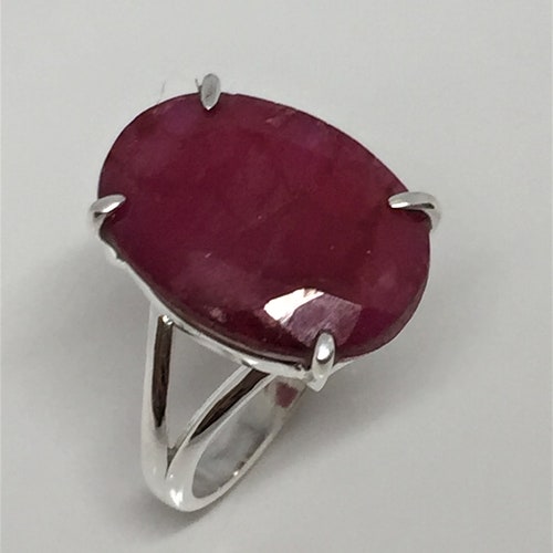 Natural Dark Red Raw Ruby Gemstone 925 Sterling Silver Ring / | Etsy