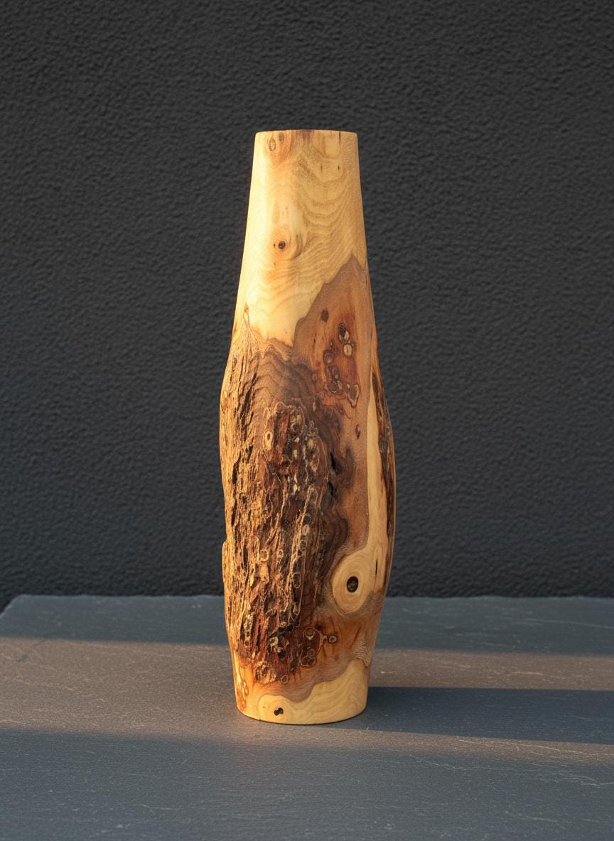 Tall Hand-turned Burr Elm Wooden Vase – 5th Anniversary (wood) Gift ...
