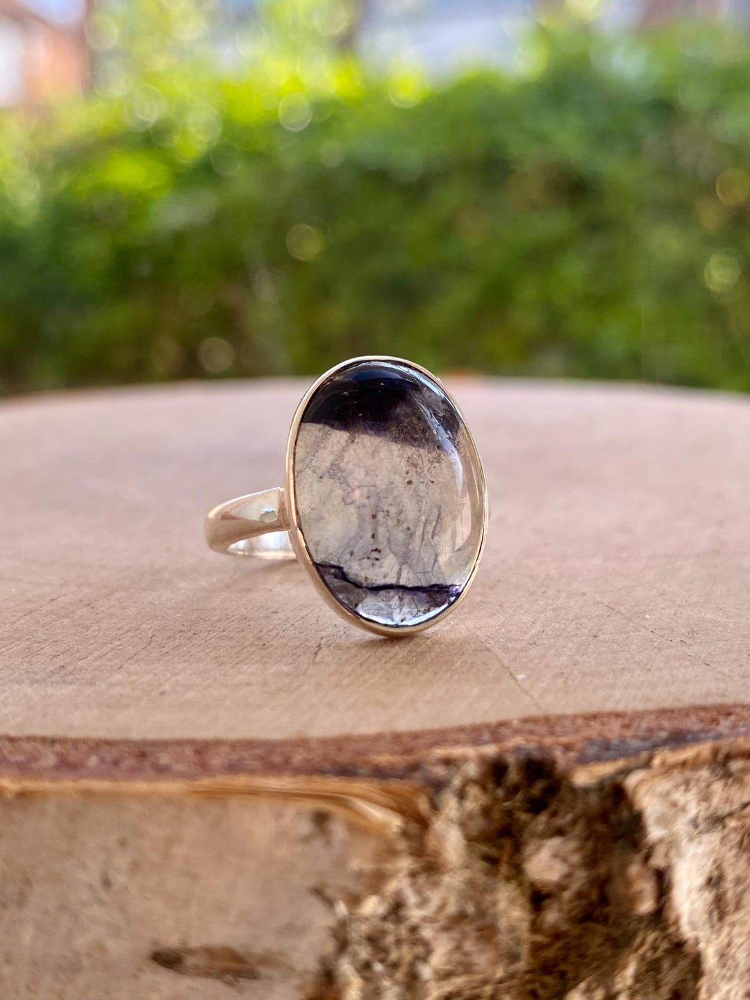Blue John Silver Oval Ring - Extremely Rare - Etsy UK