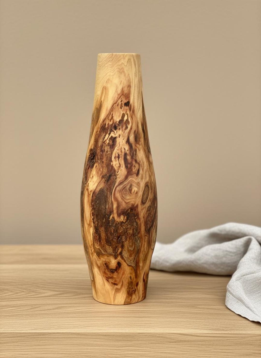 Tall Hand-turned Burr Elm Wooden Vase – 5th Anniversary (wood) Gift ...