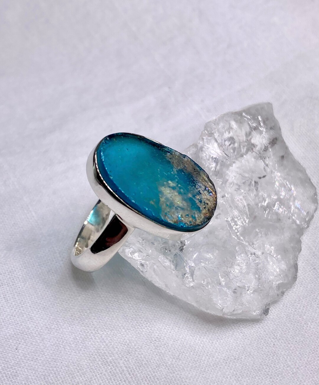 Ancient Roman Glass and Silver Ring - Etsy