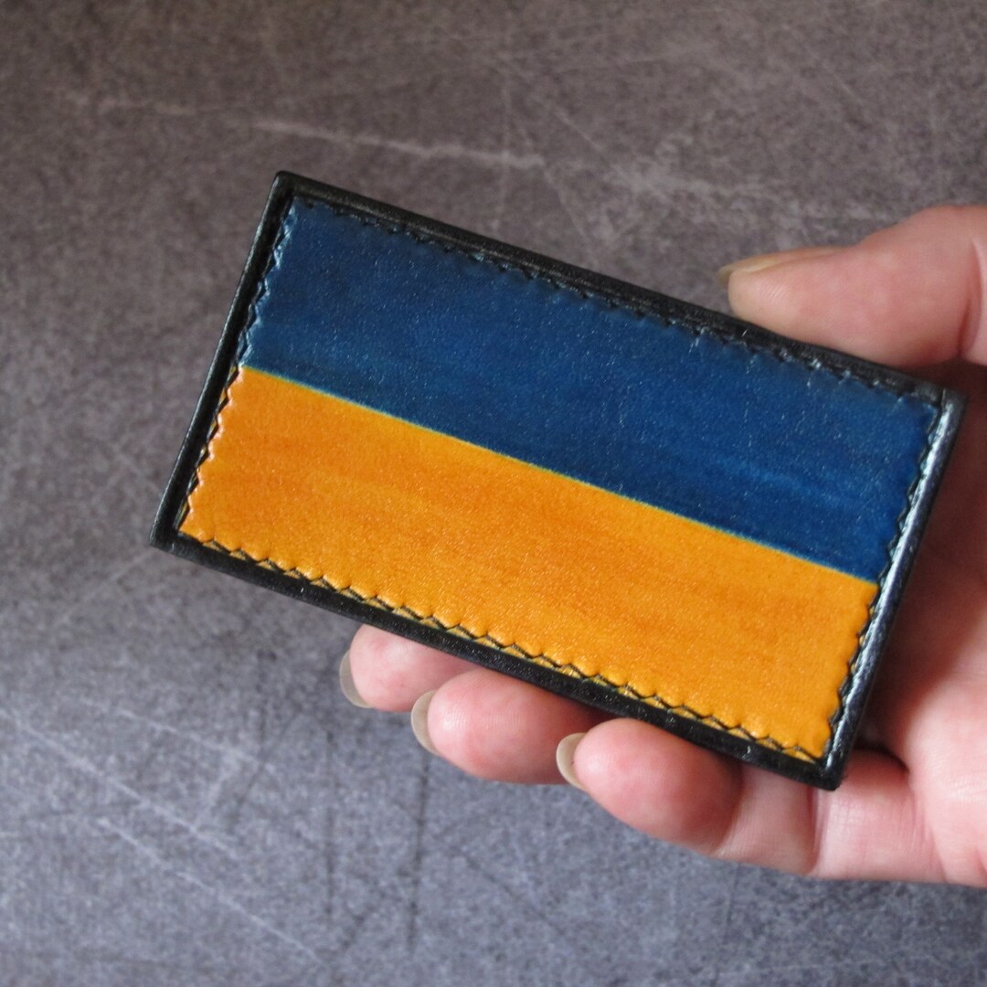 Handmade Leather Patch Ukrainian Flag. Leather Patch Sewn on Velcro ...