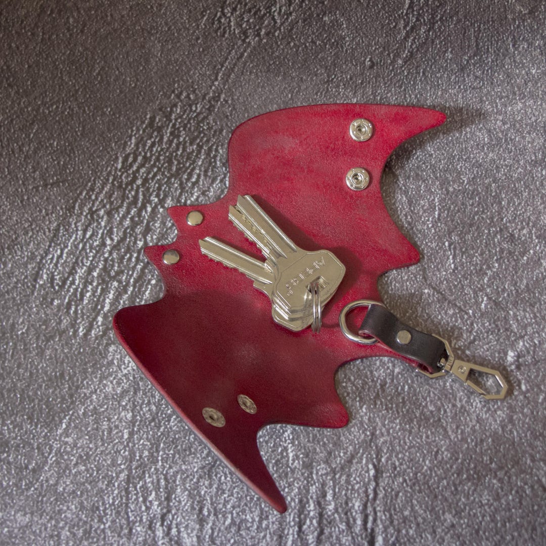Whimsigoth Leather Bat Key Holder. Red & Black Vampire Key Cover. Made ...