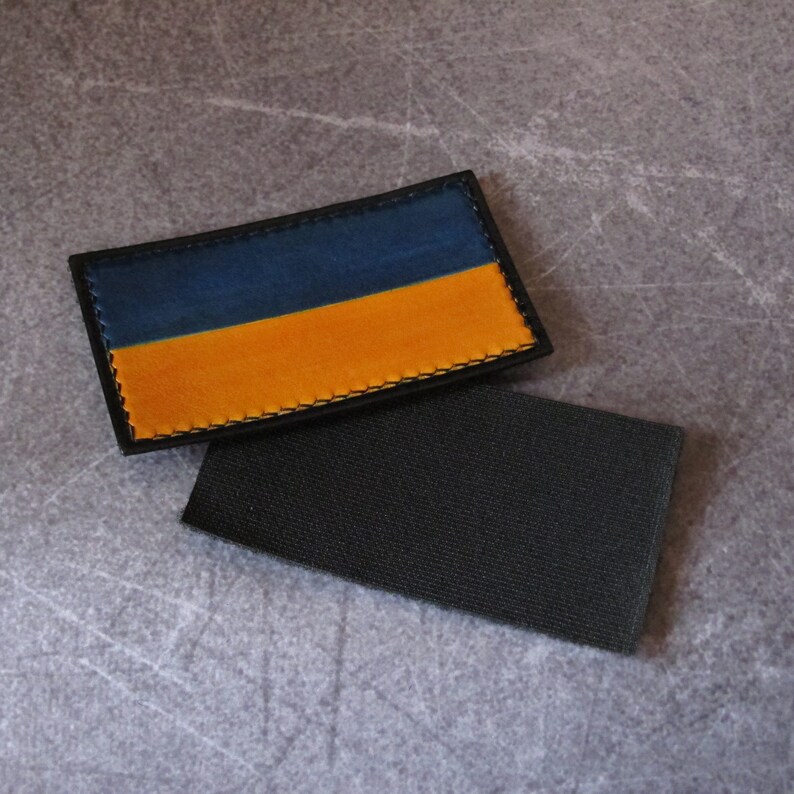 Handmade Leather Patch Ukrainian Flag. Leather Patch Sewn on Velcro ...