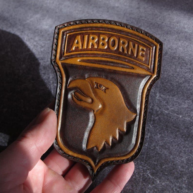 Leather Patch With 101st Airborne Emblem, Screaming Eagle Morale Patch ...