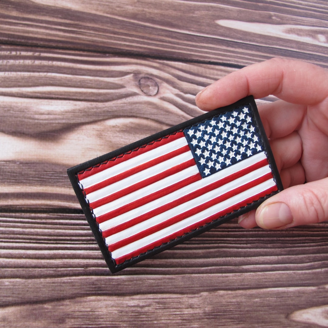 Reverse American Flag Hand Embossed Leather Velcro Patch - Etsy