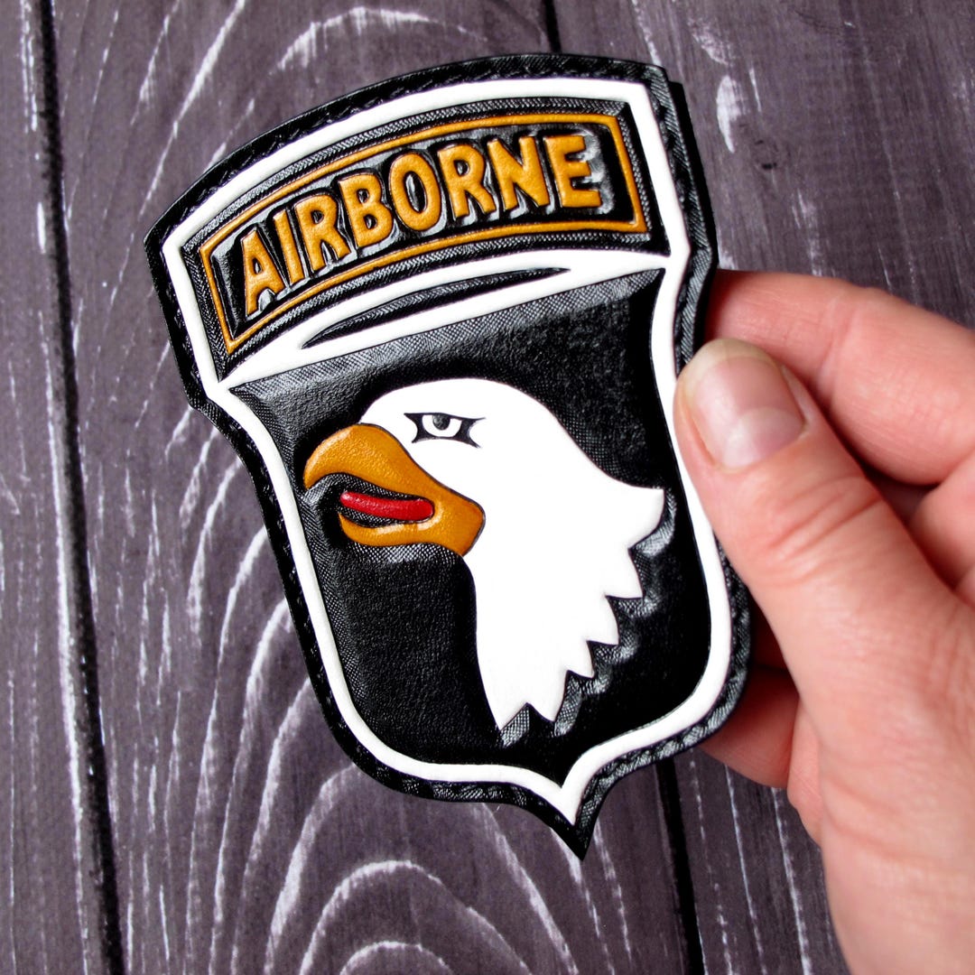 Leather Patch Airborne. Handmade Leather Patch Sewn to Velcro. Hand ...