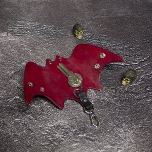 Whimsigoth Leather Bat Key Holder. Red & Black Vampire Key Cover. Made ...