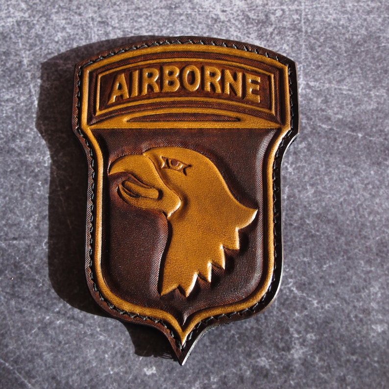 Leather Patch With 101st Airborne Emblem, Screaming Eagle Morale Patch ...
