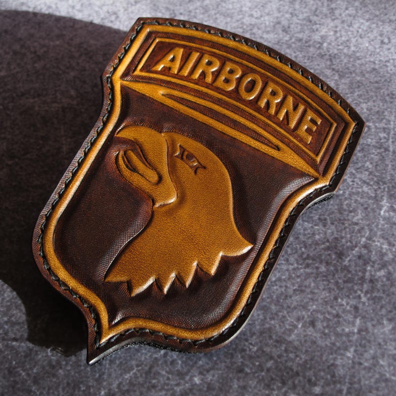 Leather Patch With 101st Airborne Emblem, Screaming Eagle Morale Patch ...