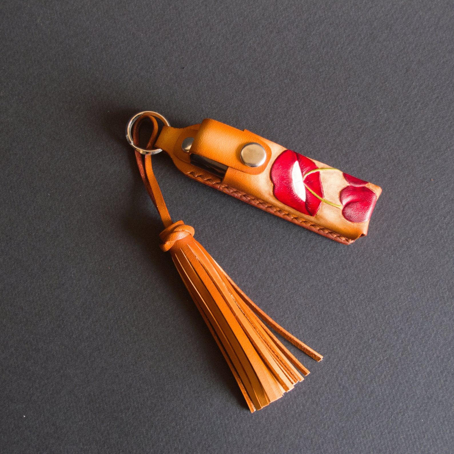 Lip Gloss Case With Tassel Keychain Leather Lipstick Case Etsy