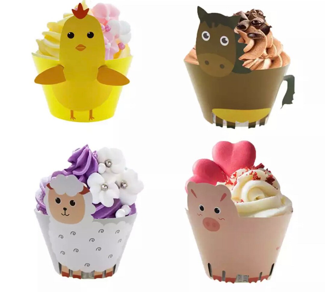 Farm Animals Cupcake Holders Farm Animal Theme Birthday Childrens ...