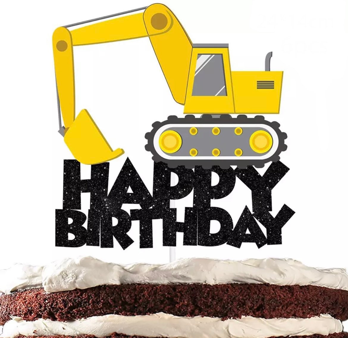 Happy Birthday Construction Cake Topper - Trucks / Tractors - Children ...