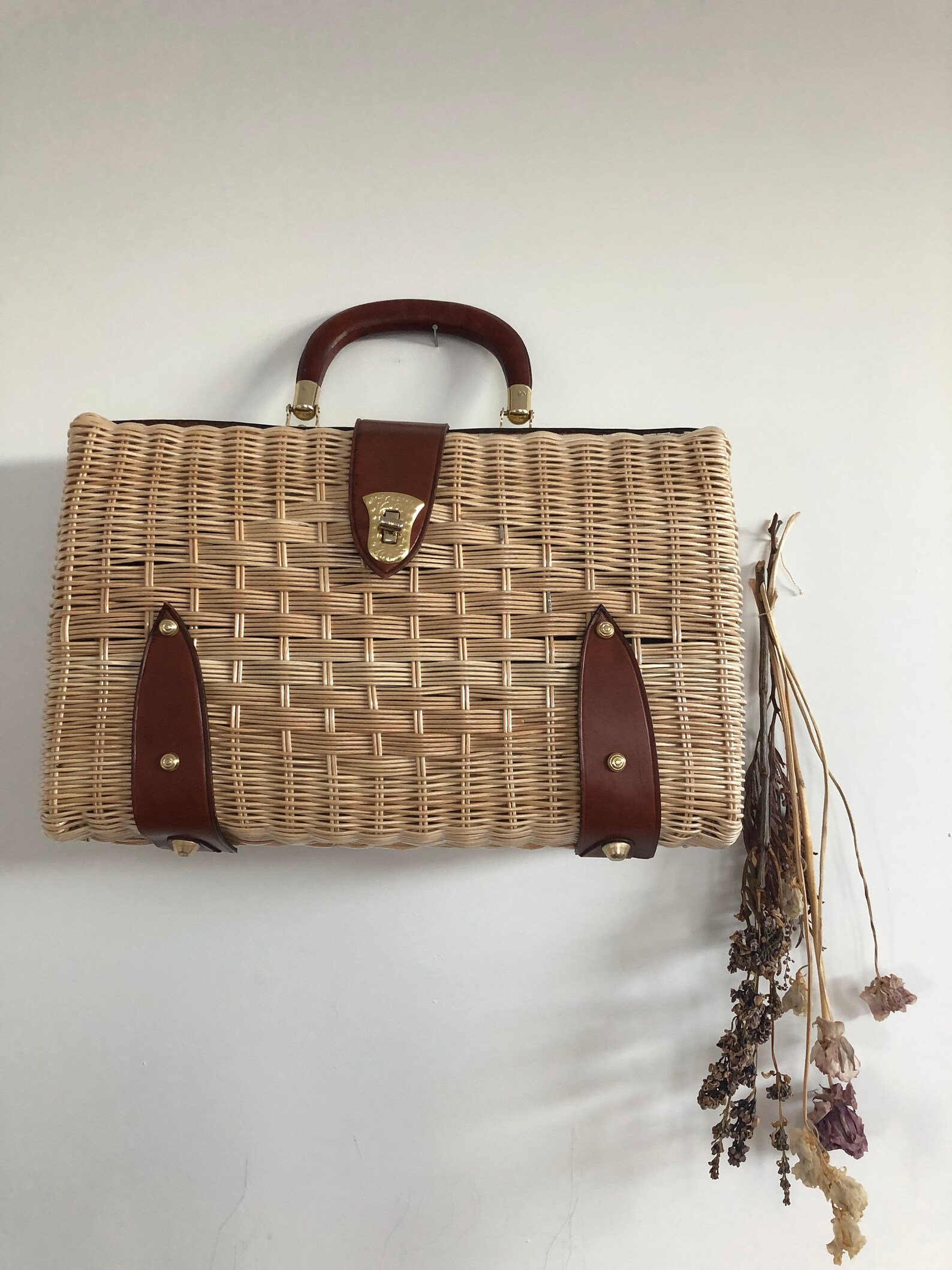 Vintage Woven Wicker Briefcase - Etsy