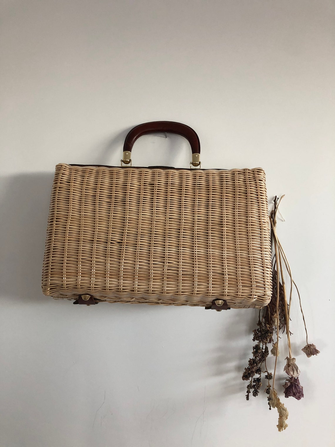 Vintage Woven Wicker Briefcase - Etsy
