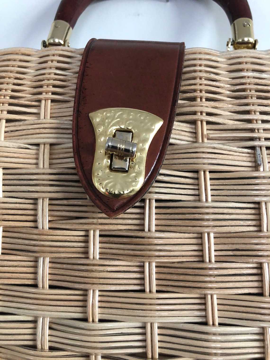 Vintage Woven Wicker Briefcase - Etsy