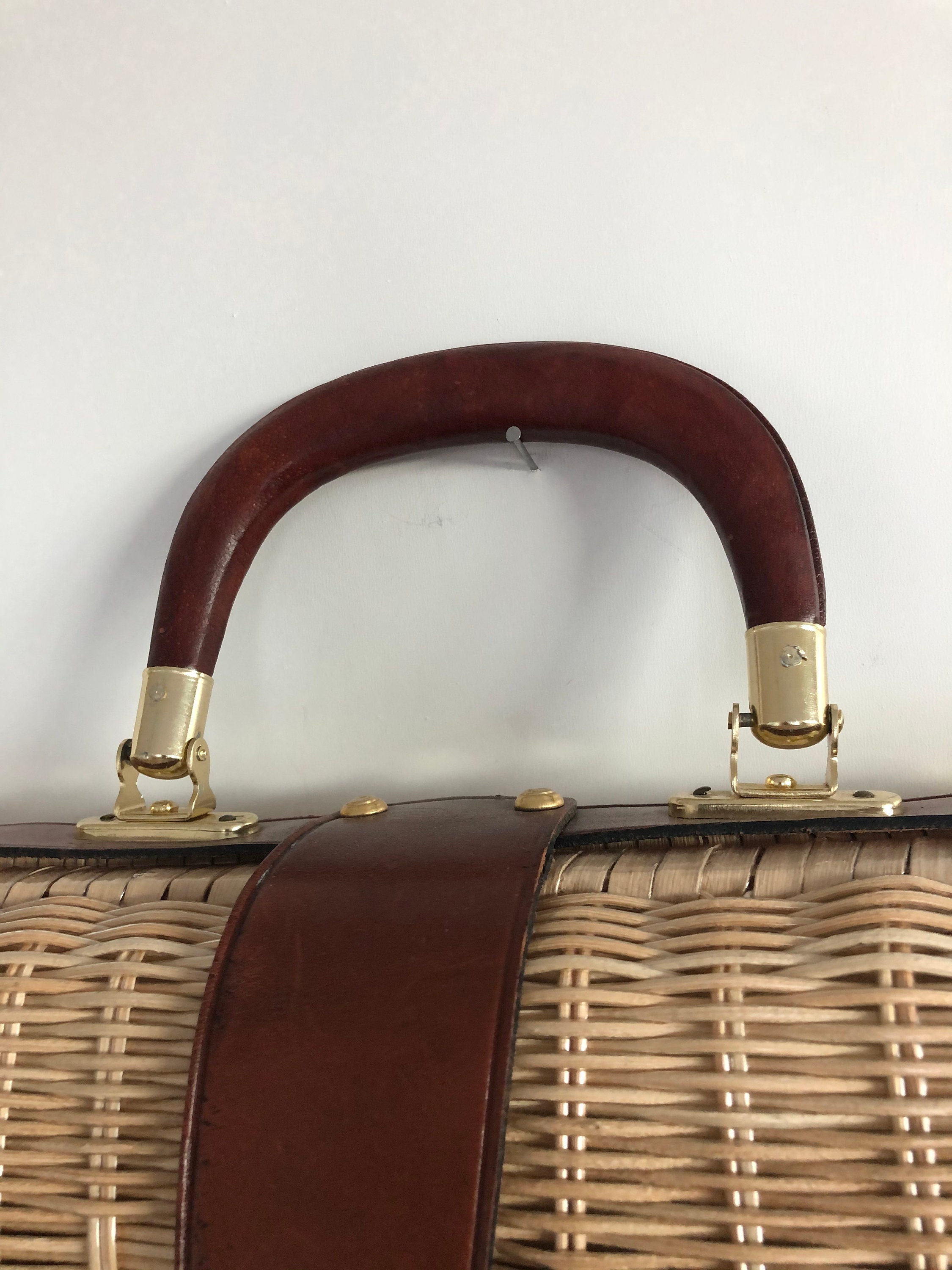 Vintage Woven Wicker Briefcase - Etsy