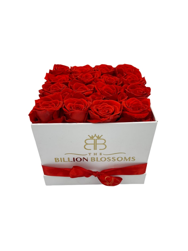 Large Square Red Roses in White Box Preserved Long Lasting - Etsy