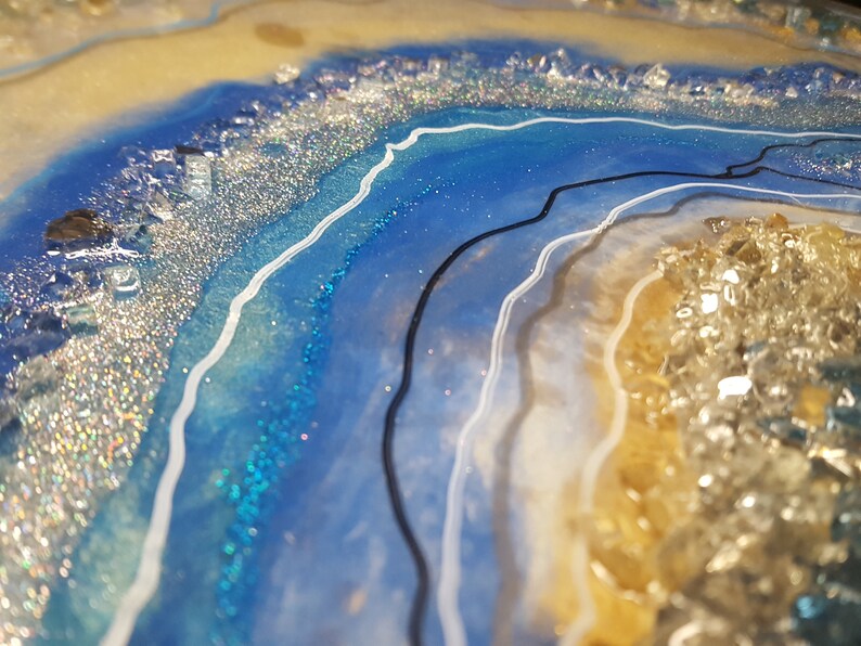 Blue Silver Gold / Geode Art / Resin Painting /geode Resin Art ...