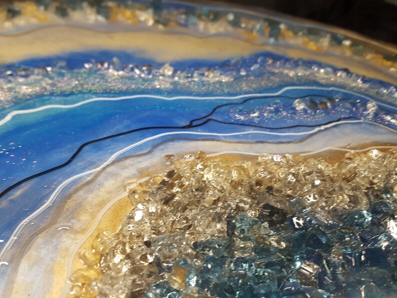 Blue Silver Gold / Geode Art / Resin Painting /geode Resin Art ...