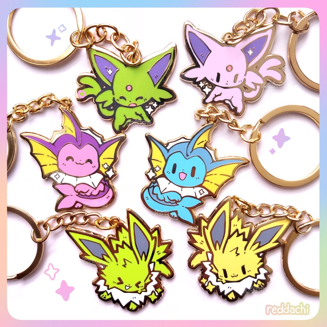 Eeveelutions Double-sided Metal Keychains | Vaporeon, Jolteon, Espeon ...