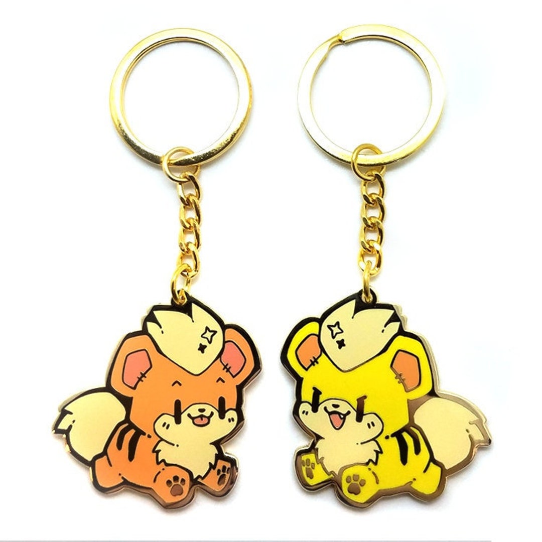 Growlithe Shiny Double-sided Enamel Keychain Charm - Etsy