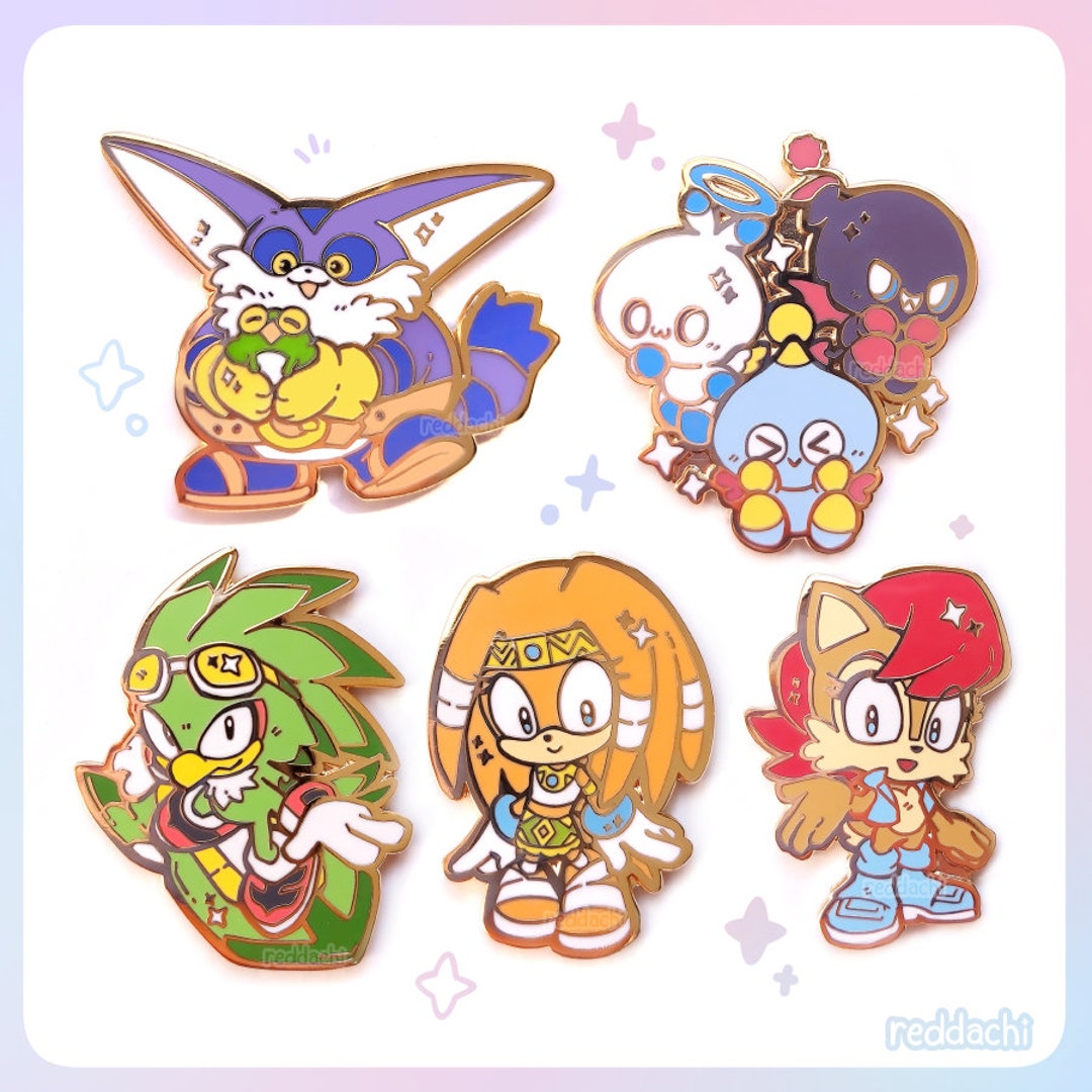 Hedgehog Pins | Chao Trio, Big the Cat, Jet the Hawk, Tikal the Echidna ...
