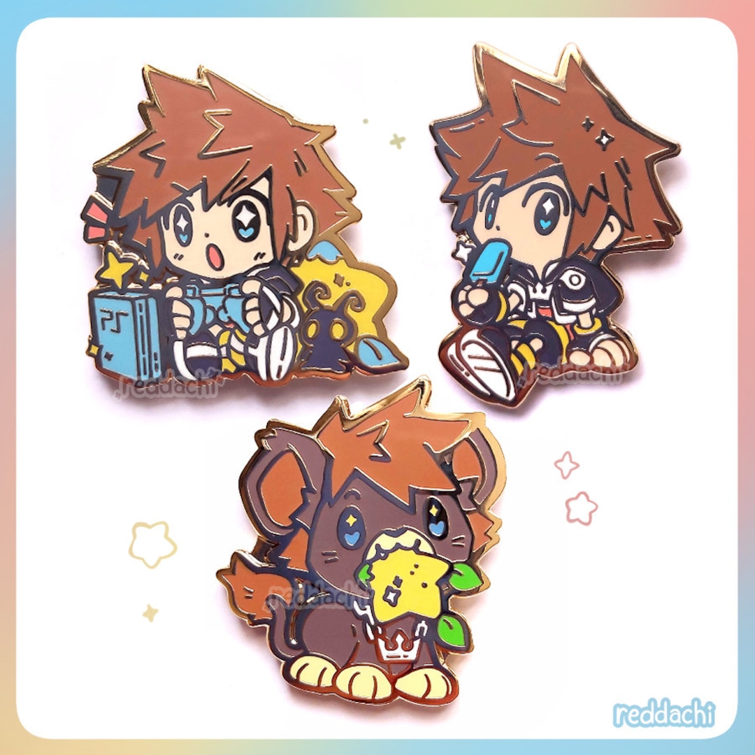 KH Sora Enamel Pins | Gamer Sora, Sora With Sea Salt Ice Cream, Lion Sora With Paopu Fruit - Etsy