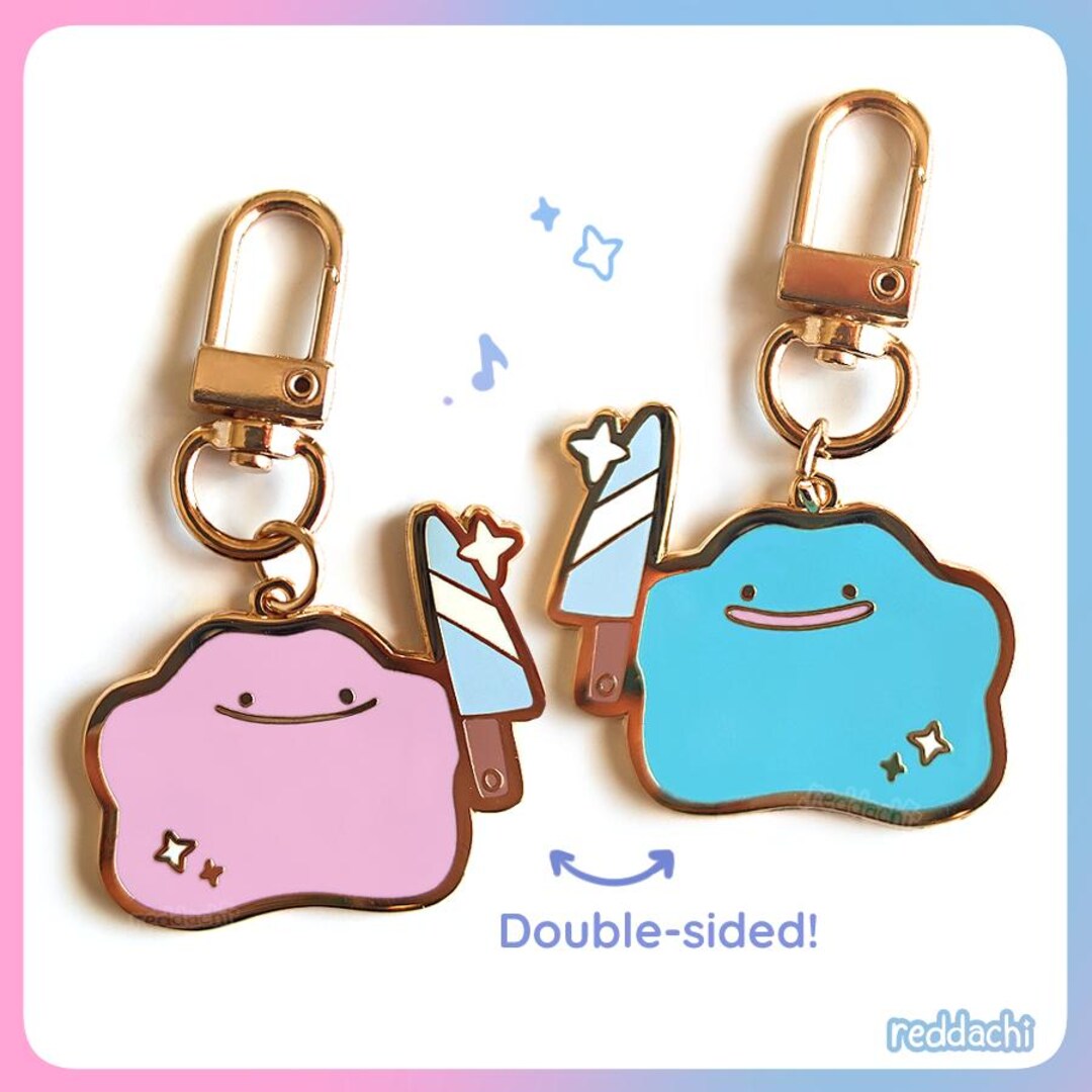 Ditto Double-sided Enamel Charm | Ditto With Knife | Metal Keychain ...