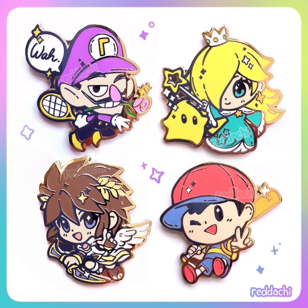Super Smash Pins: Vol 1 | Waluigi, Rosalina, Pit, Ness - Etsy