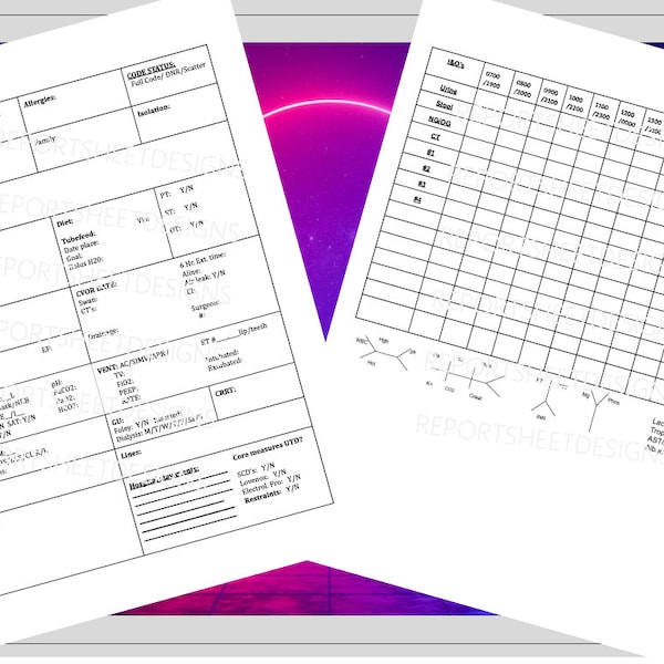Icu Report Sheet With I&o's - Etsy