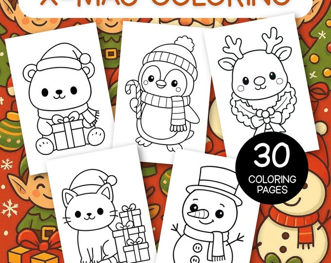 100 Kids Christmas Coloring Pages (santa, Snowman, Reindeer, Elves, and ...