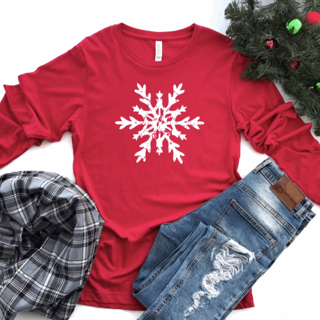 Distressed Snowflake Christmas Shirt: Graphic Shirt - Etsy