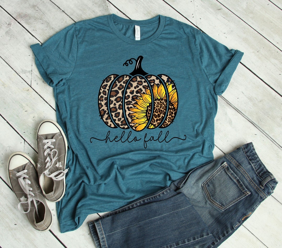 Fall Shirts, Floral Pumpkin Shirt, Leopard Pumpkin With Sunflower Shirt ...