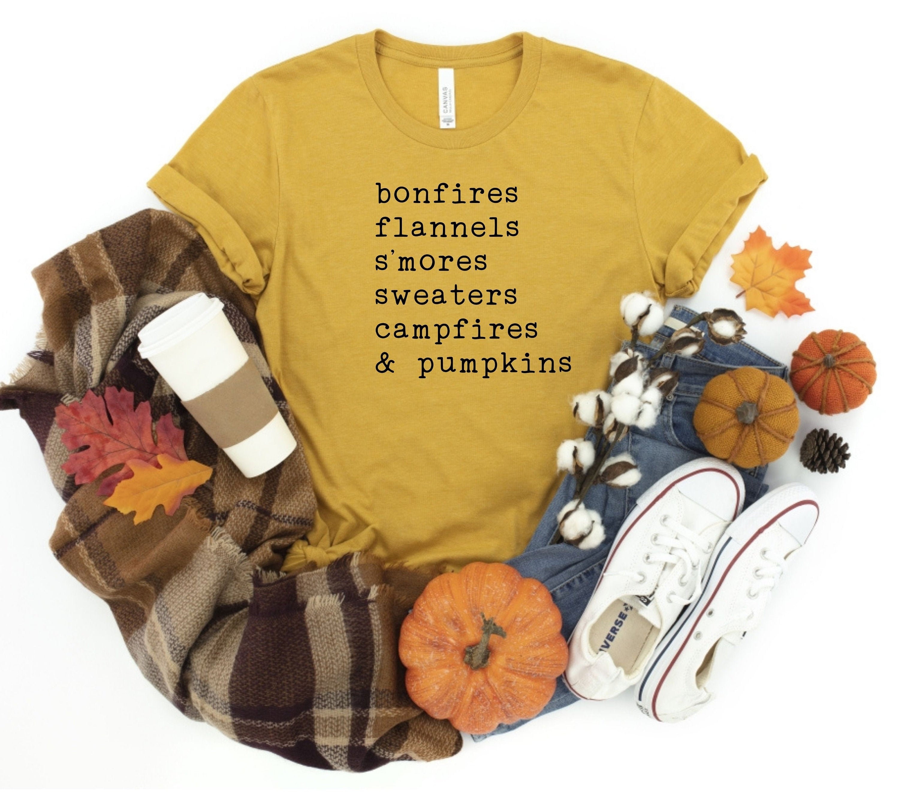 Bonfires Flannels Smores Sweaters Campfires And Pumpkins Shirt | Etsy