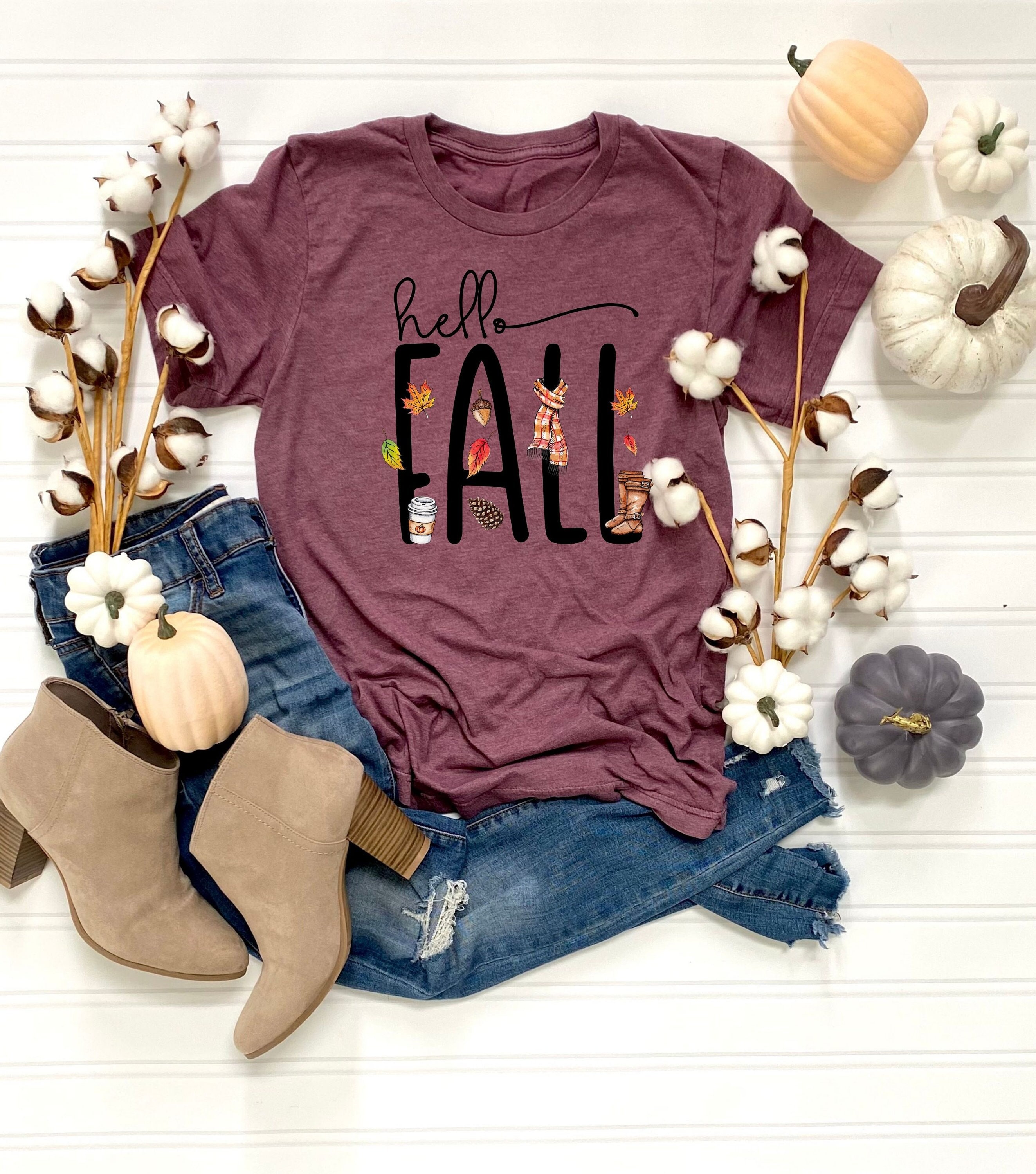 Hello Fall Shirt, Fall Shirts, Pumpkin Shirt, Autumn Shirt ...