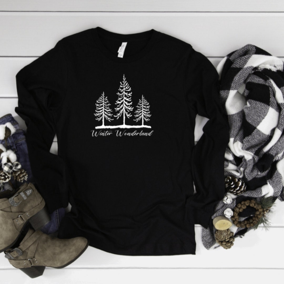 Winter Wonderland Long Sleeve Shirt: Christmas Pine Tree Tee - Etsy