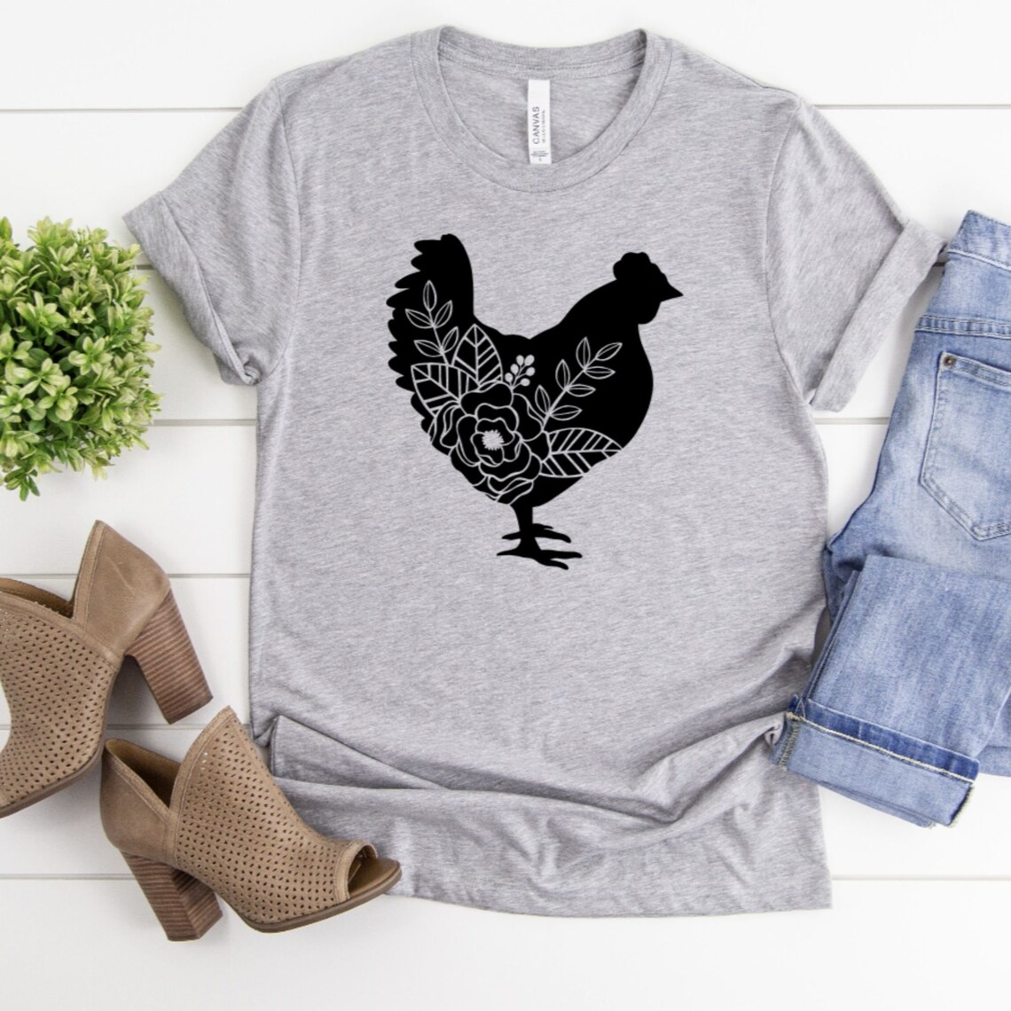 Floral Chicken Shirt Chicken Shirt Farm Chicken Shirt | Etsy