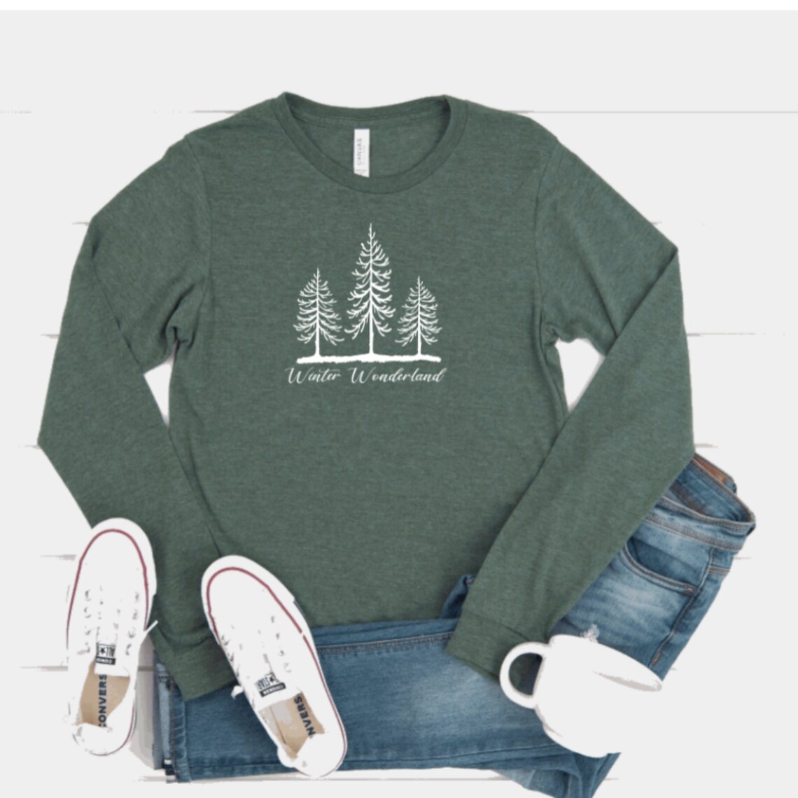 Winter Wonderland Long Sleeve Shirt: Christmas Pine Tree Tee - Etsy